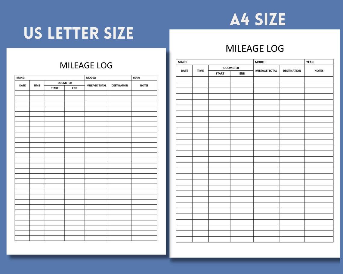 Mileage Log Sheet. Printable Template / Editable Fillable Printable. Ms ...