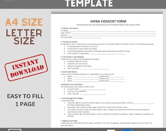 Editable HIPAA Consent Form Template: Medical Office Patient Form (word ...