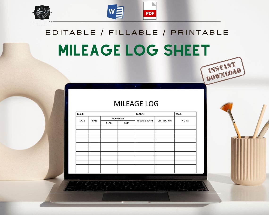 Mileage Log Sheet. Printable Template / Editable Fillable Printable. Ms ...