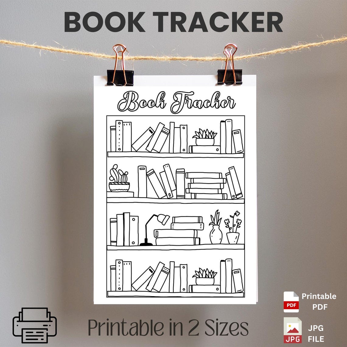 Bookshelf Book Tracker: Reading Log (PDF & JPG) - Etsy
