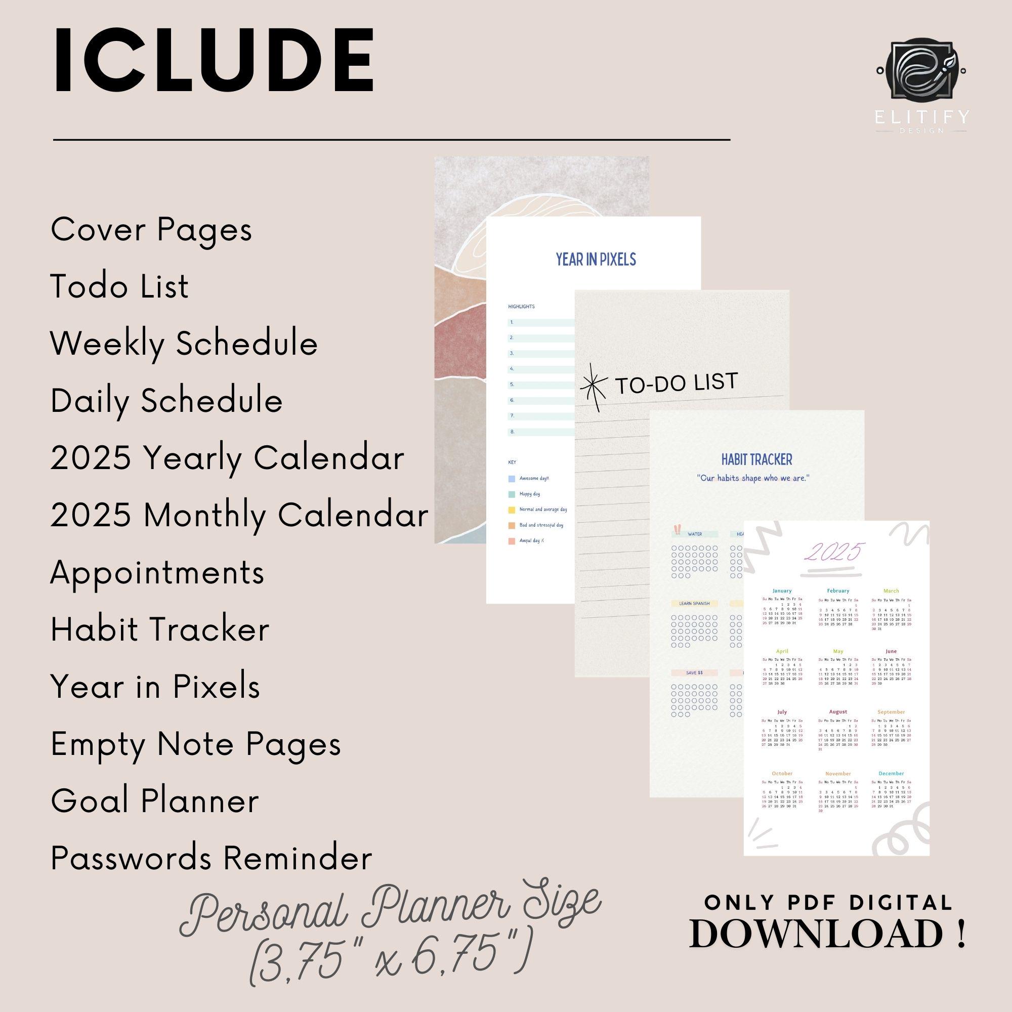Personal Rings Printable Planner, 54 Paper, Weekly Schedule Vertical ...
