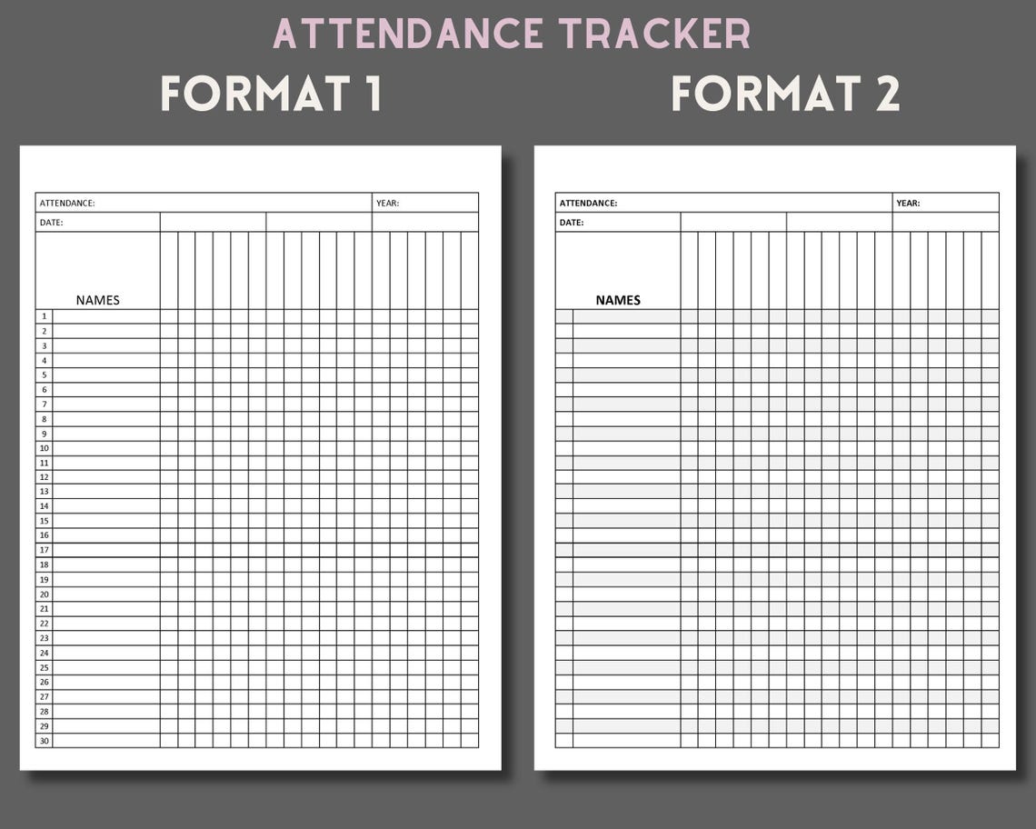 Attendance Tracker Template: Editable Class Record (digital Download ...