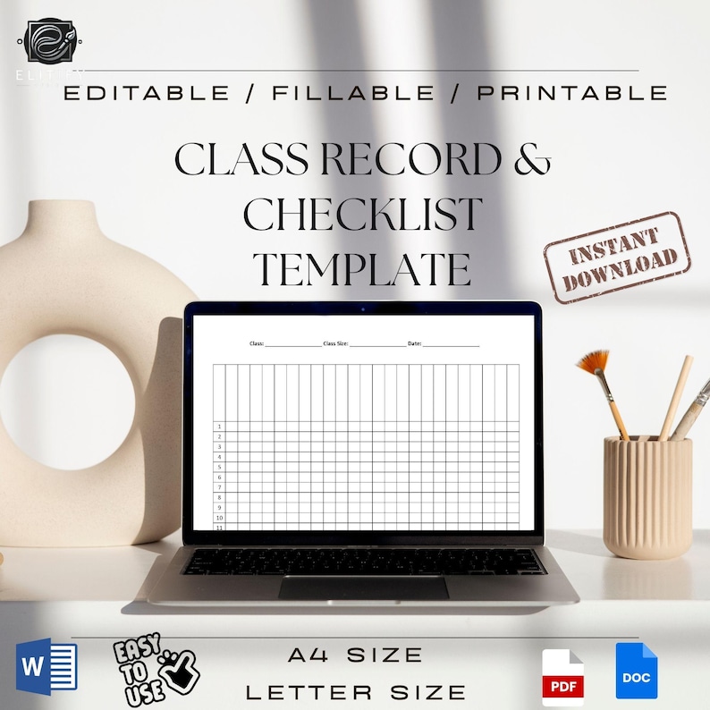 Editable Class Record Checklist Template: Fillable PDF, Word, Google ...