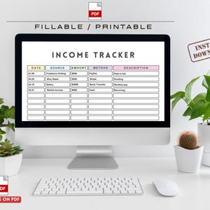 Editable Income Tracker. PDF Spreadsheet | Budget and Finance Planner ...