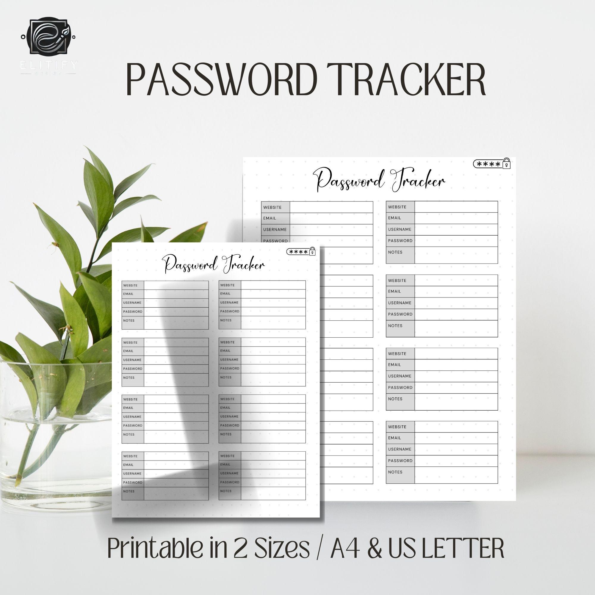 Printable Password Tracker: A4/letter Size (PDF Download) - Etsy
