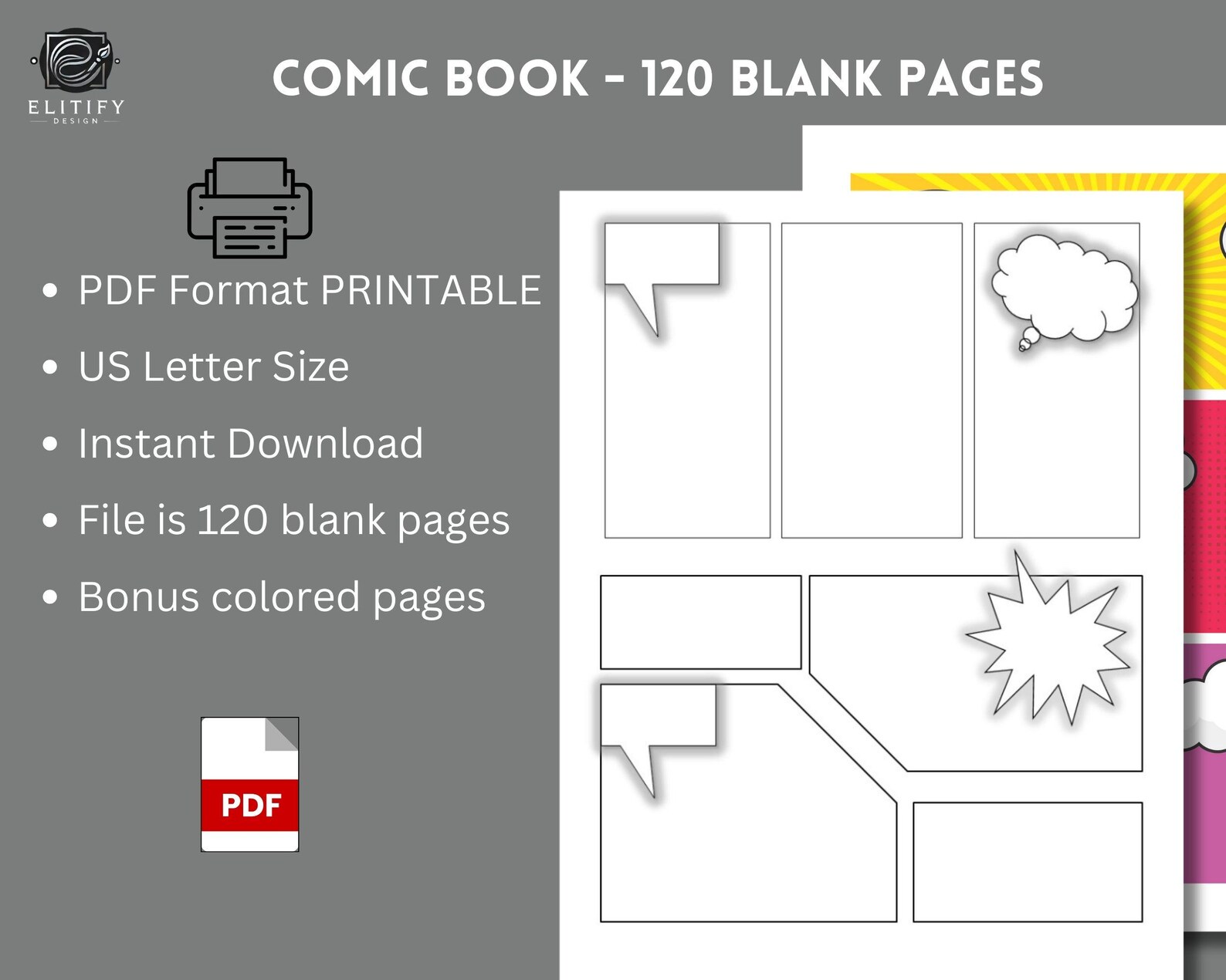 Blank Comic Book Template. to Create Your Own Comic. 120 Pages and ...