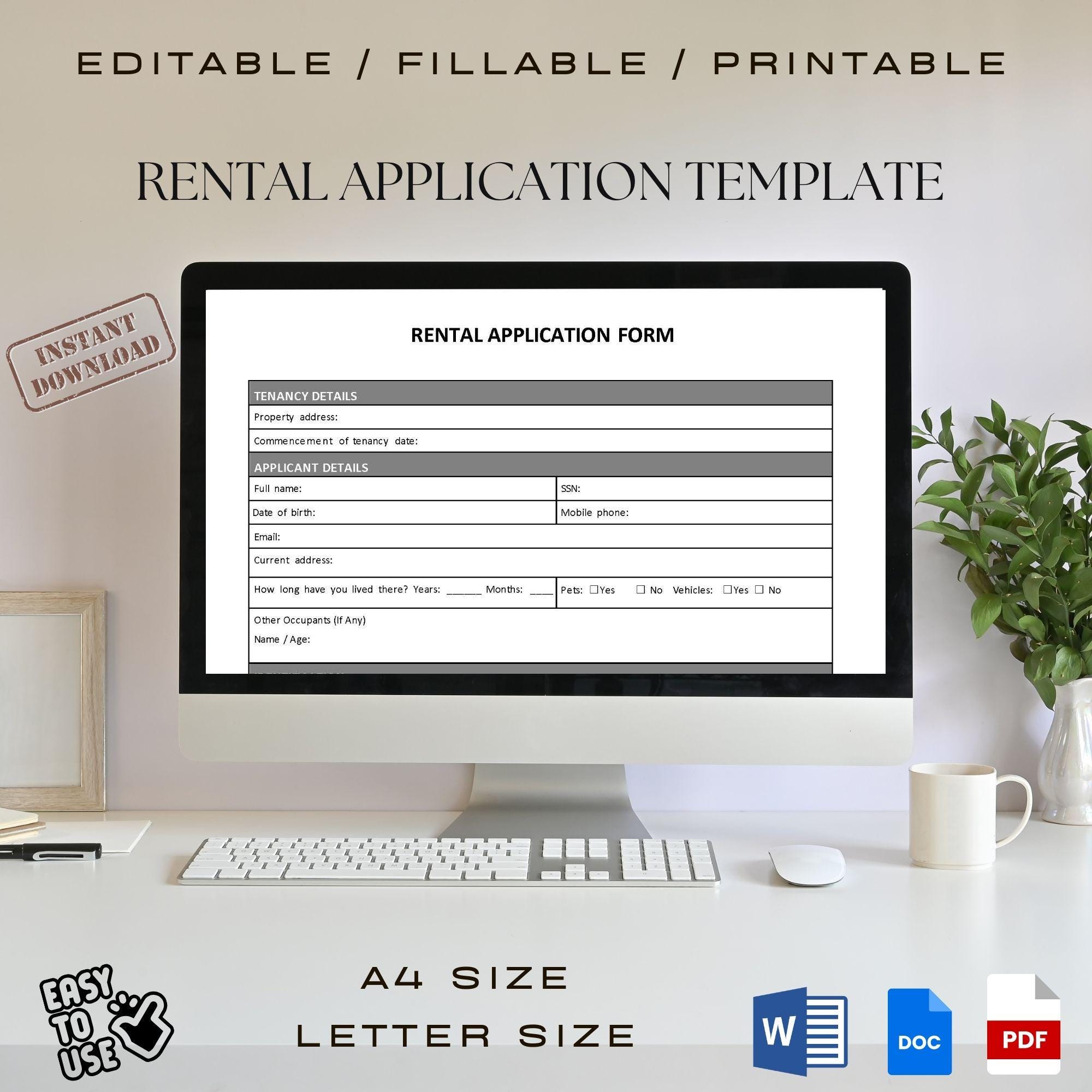 RENTAL APPLICATION TEMPLATE / Tenant Rental Application, Lease ...