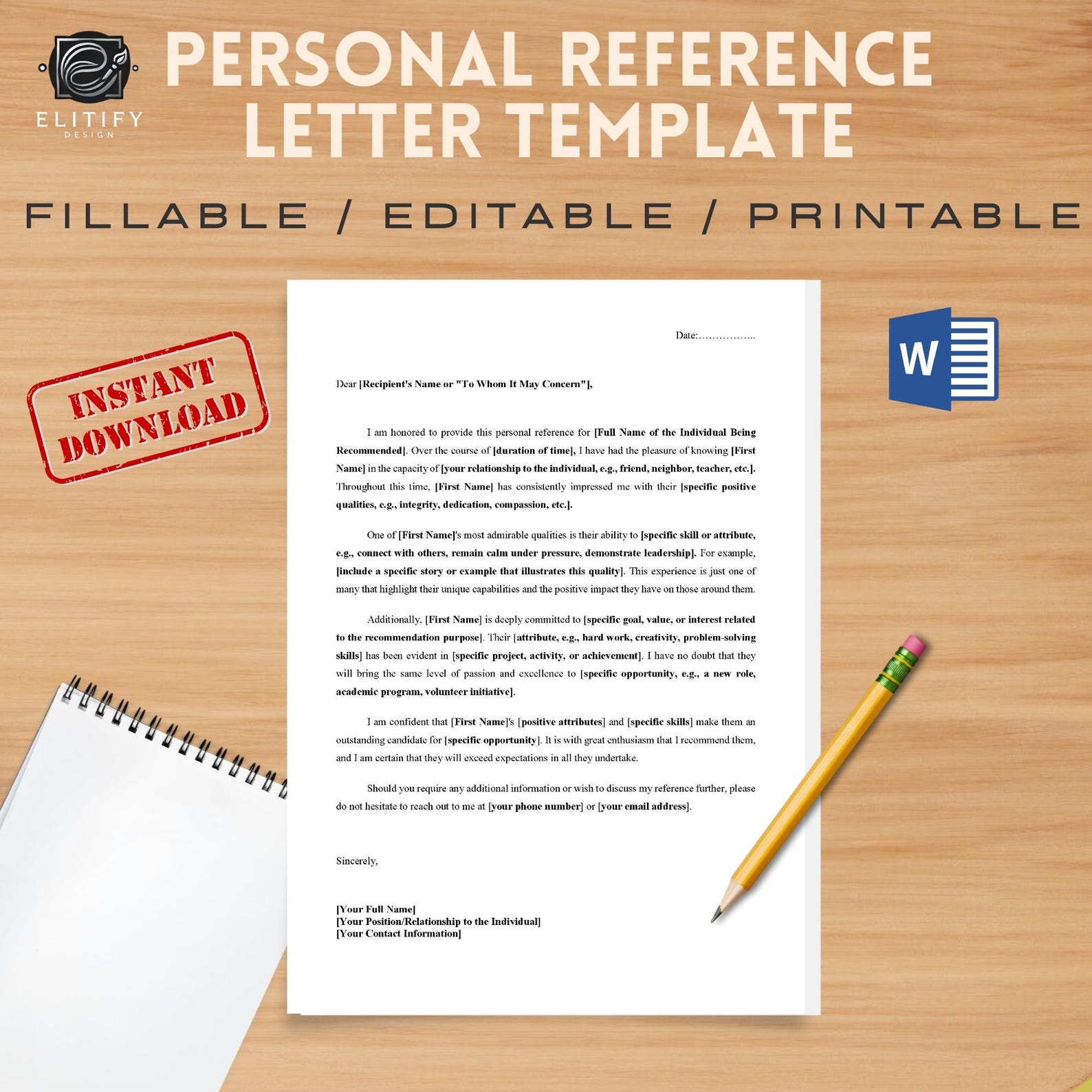 PERSONAL REFERENCE LETTER Template. Recommendation Letter Template ...