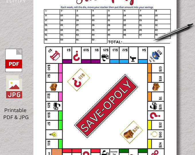 Printable Saveopoly Weekly Savings Challenge by Shonversation ...