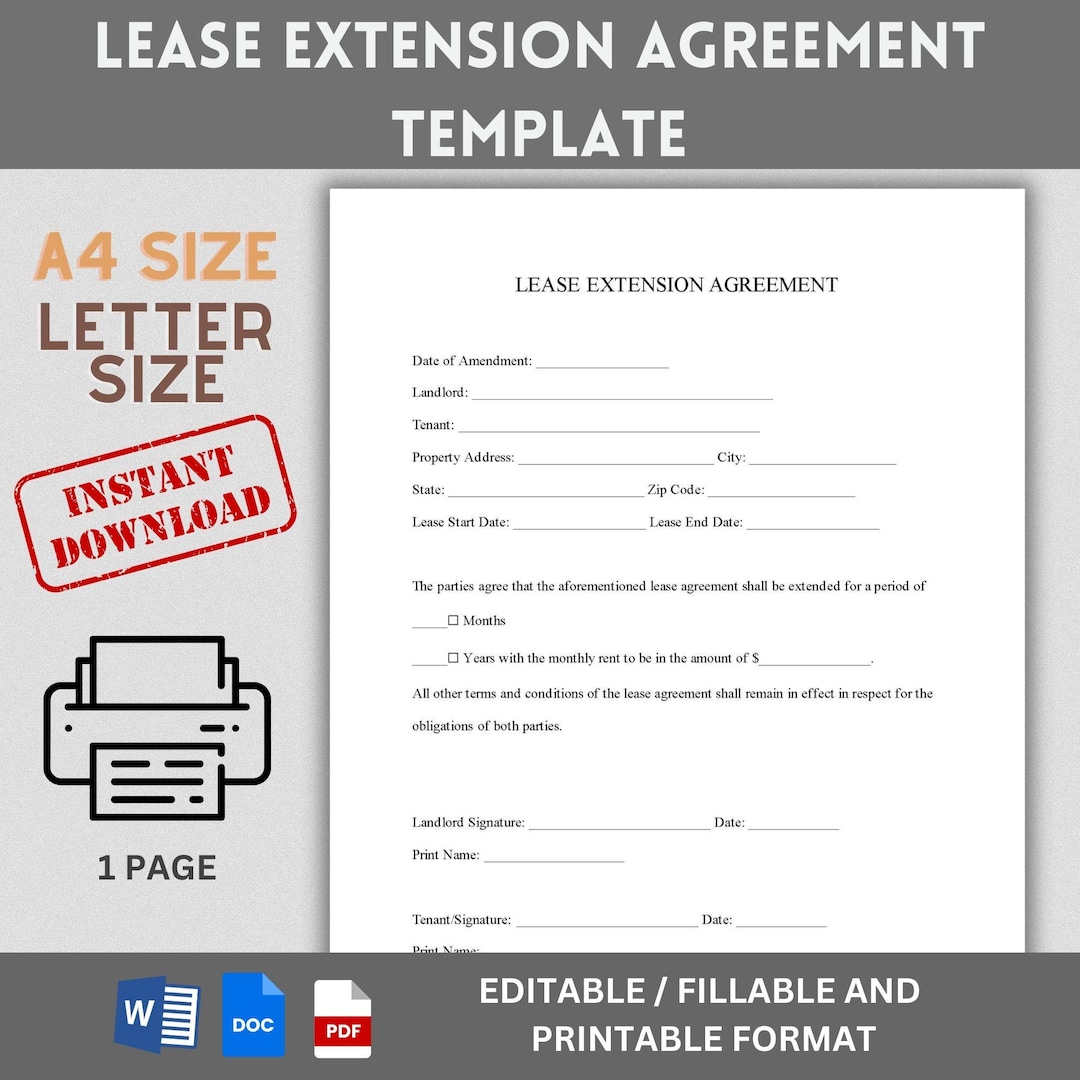 LEASE EXTENSION AGREEMENT / Lease Renewal Agreement / Lease Extension ...