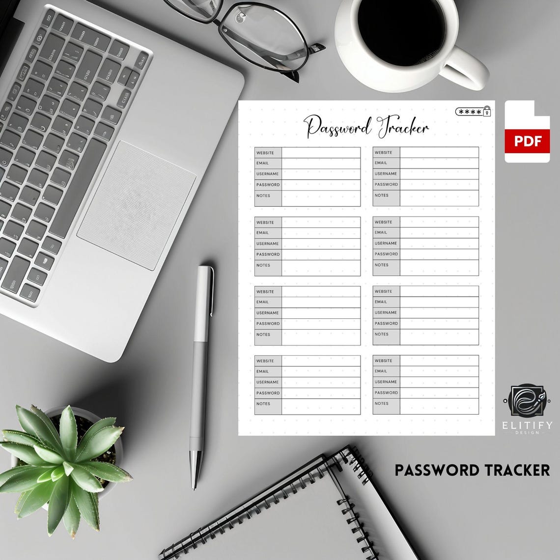 Printable Password Tracker: A4/letter Size (PDF Download) - Etsy