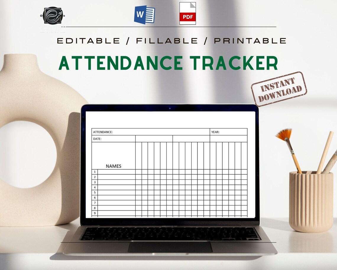 Attendance Tracker Template: Editable Class Record (digital Download ...