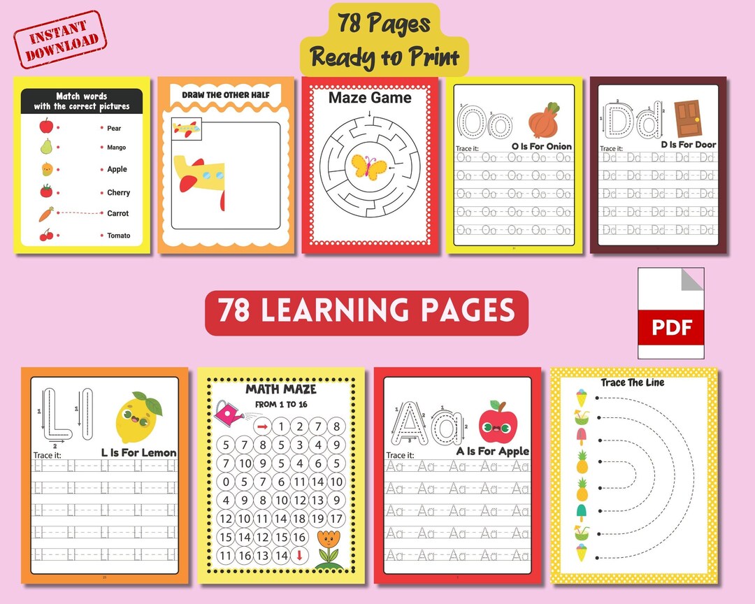 Kindergarten Learning Bundle. Homeschool Learning Pages Printable PDF ...