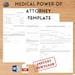 MEDICAL POWER of ATTORNEY Template / Printable Pdf and Editable Word ...
