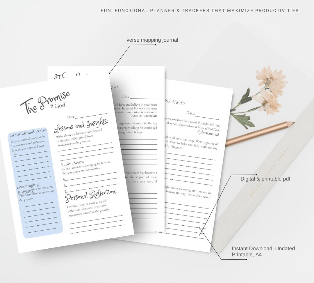 Verse Mapping Journal for Bible Study, Religious Diary, Scripture ...