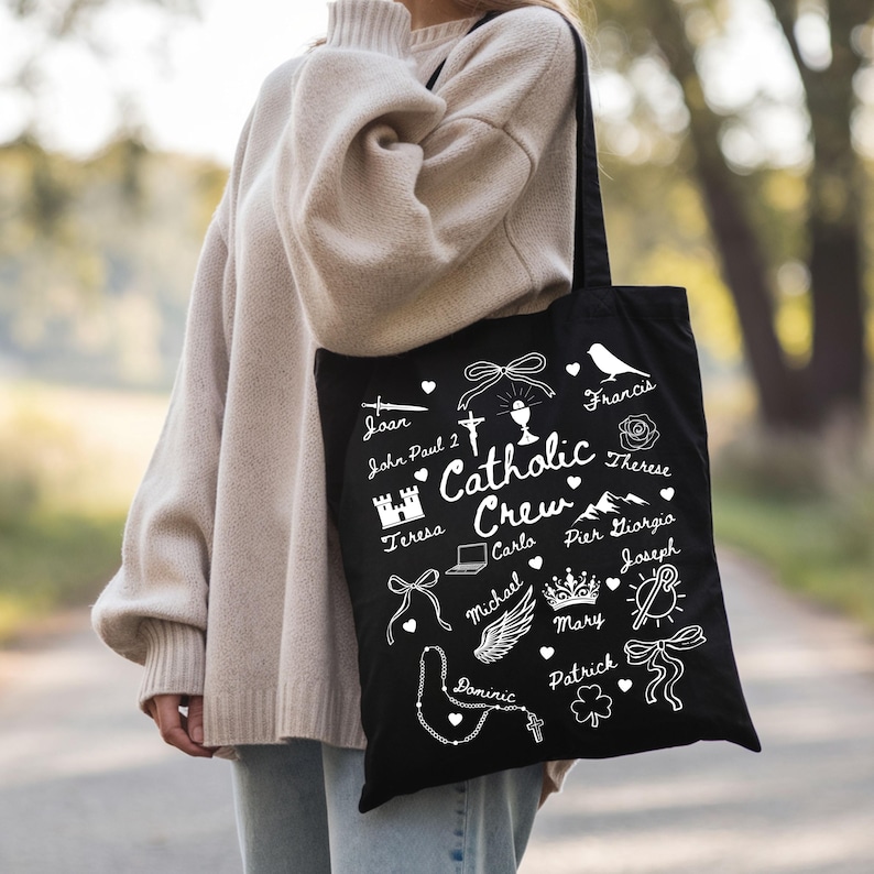 Catholic Saints Tote Bag for Women Cute Religious Confirmation Gift All ...