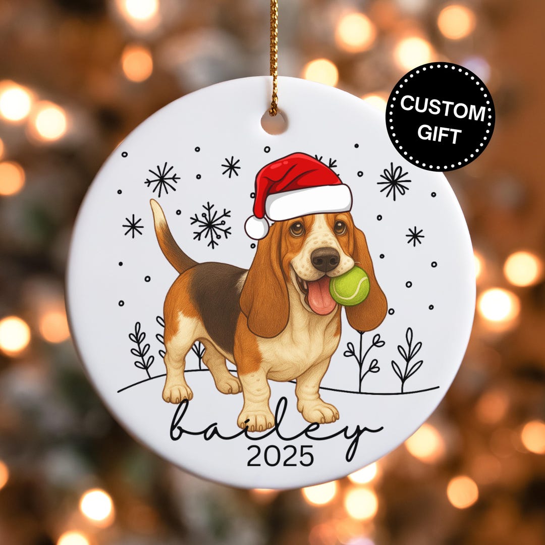 Basset Hound Ornament Custom Basset Hound Gift Personalized Christmas ...
