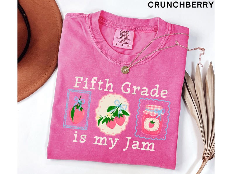 Fifth Grade is My Jam Shirt, Strawberry Coquette Teacher Shirt, 5th ...