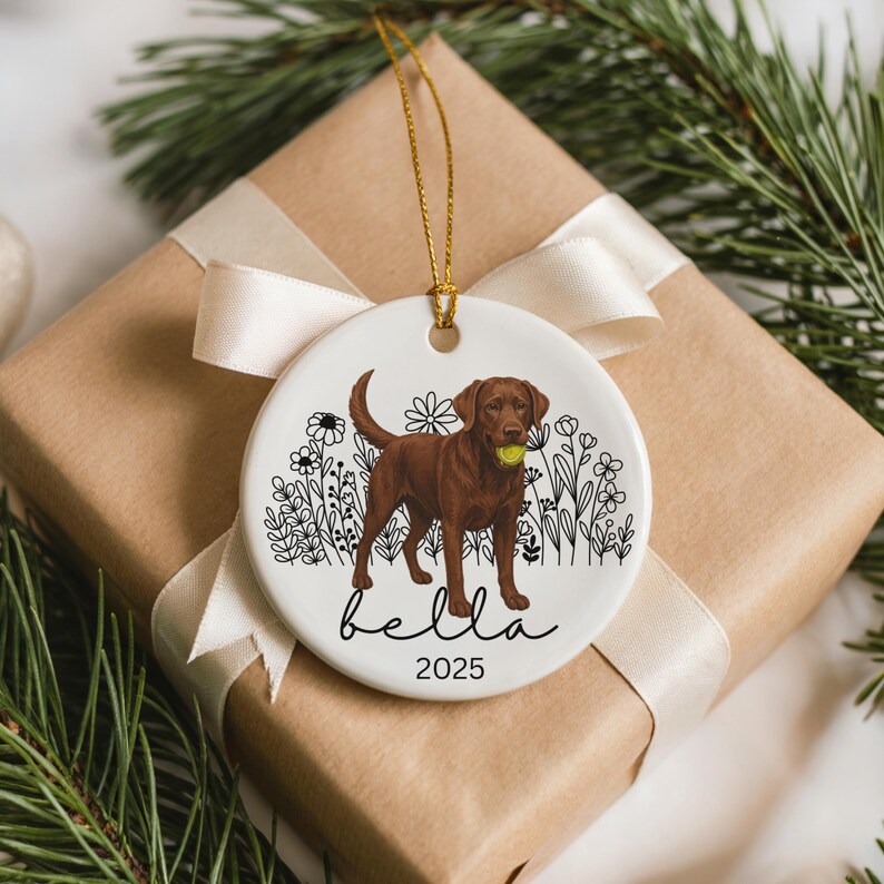 Chocolate Lab Ornament Custom Chocolate Labrador Gift Personalized ...