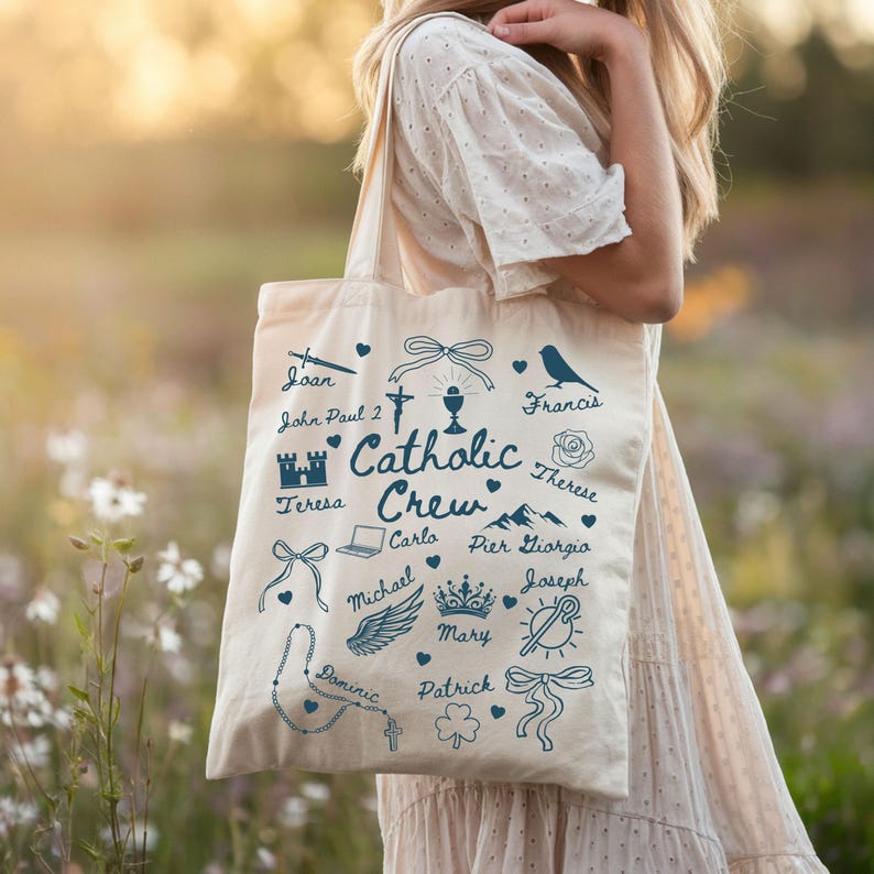 Catholic Saints Tote Bag for Women Cute Religious Confirmation Gift All ...