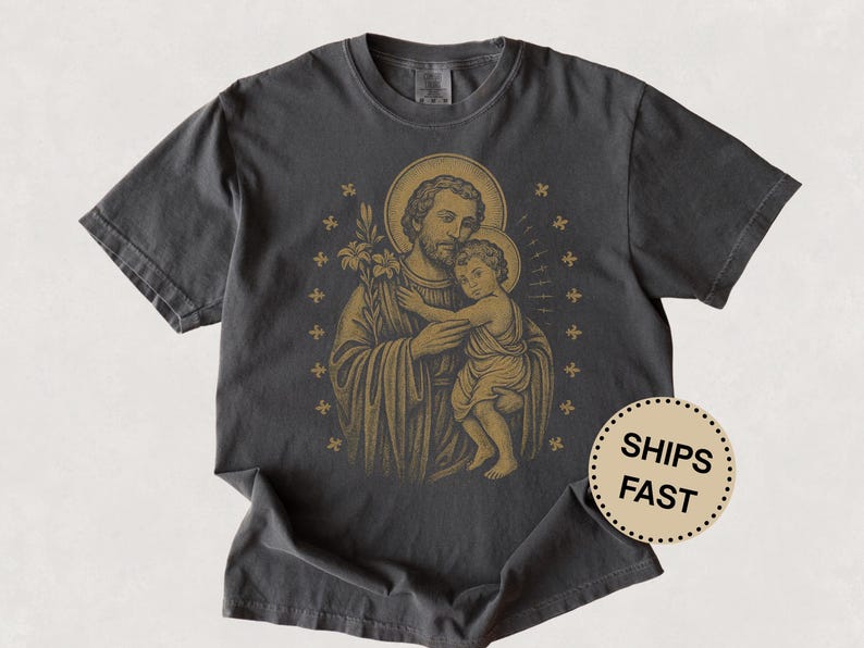 Saint Joseph Shirt Catholic Apparel Mens Tshirt Comfort Colors Faith ...