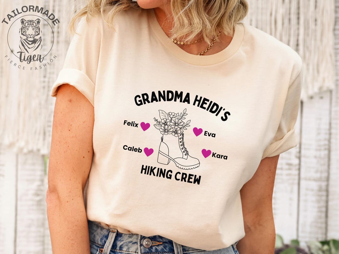 Personalized Hiking Crew Shirt for Grandma Custom Grandkids Names ...