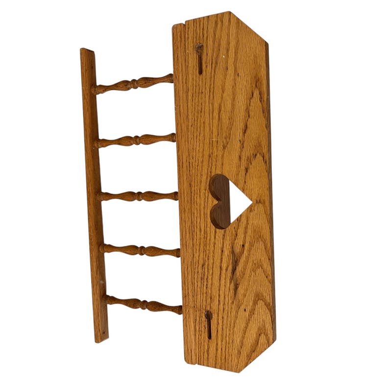 Vintage Wood Staircase Knick Knack Shelf. Solid Wood W/ Rail & Hanging ...