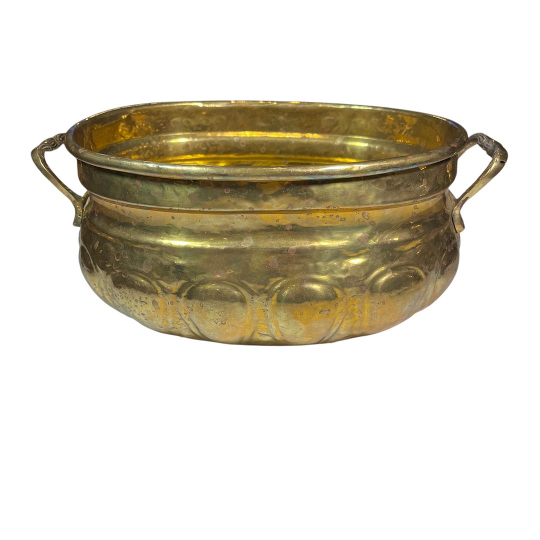 Hammered Brass Planter/pot With Handles - Etsy