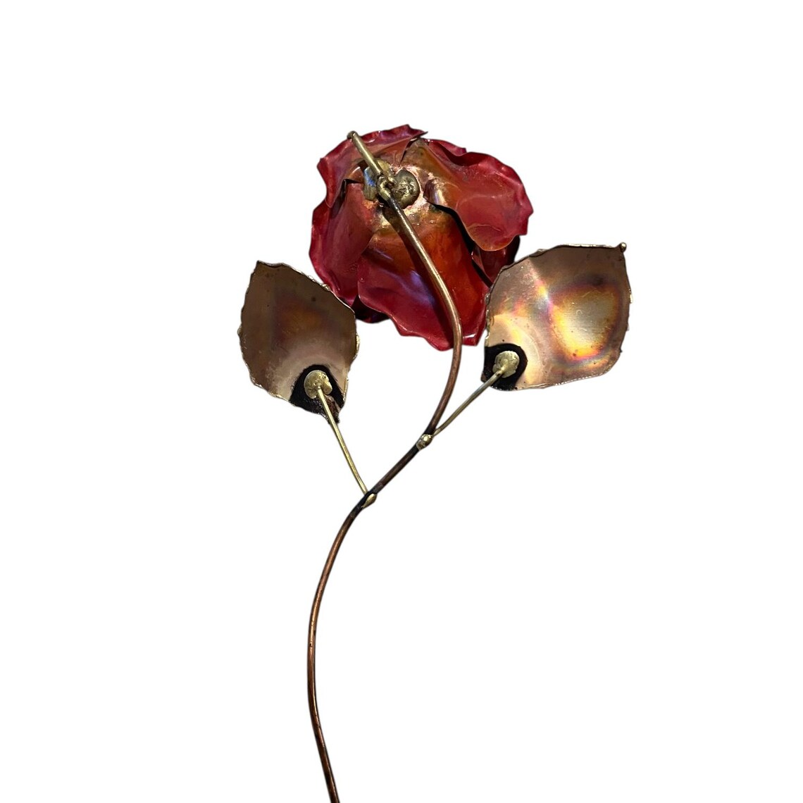 Vintage Hand-painted Copper/metal Rose Art. Great to Use on Tabletop or ...