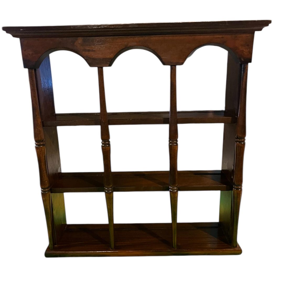20" Vintage Wooden Wall Shelf With Arched Top - 1970s Colonial Revival ...