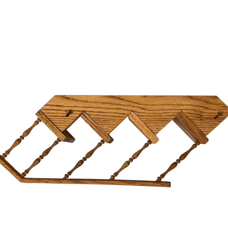 Vintage Wood Staircase Knick Knack Shelf. Solid Wood W/ Rail & Hanging ...