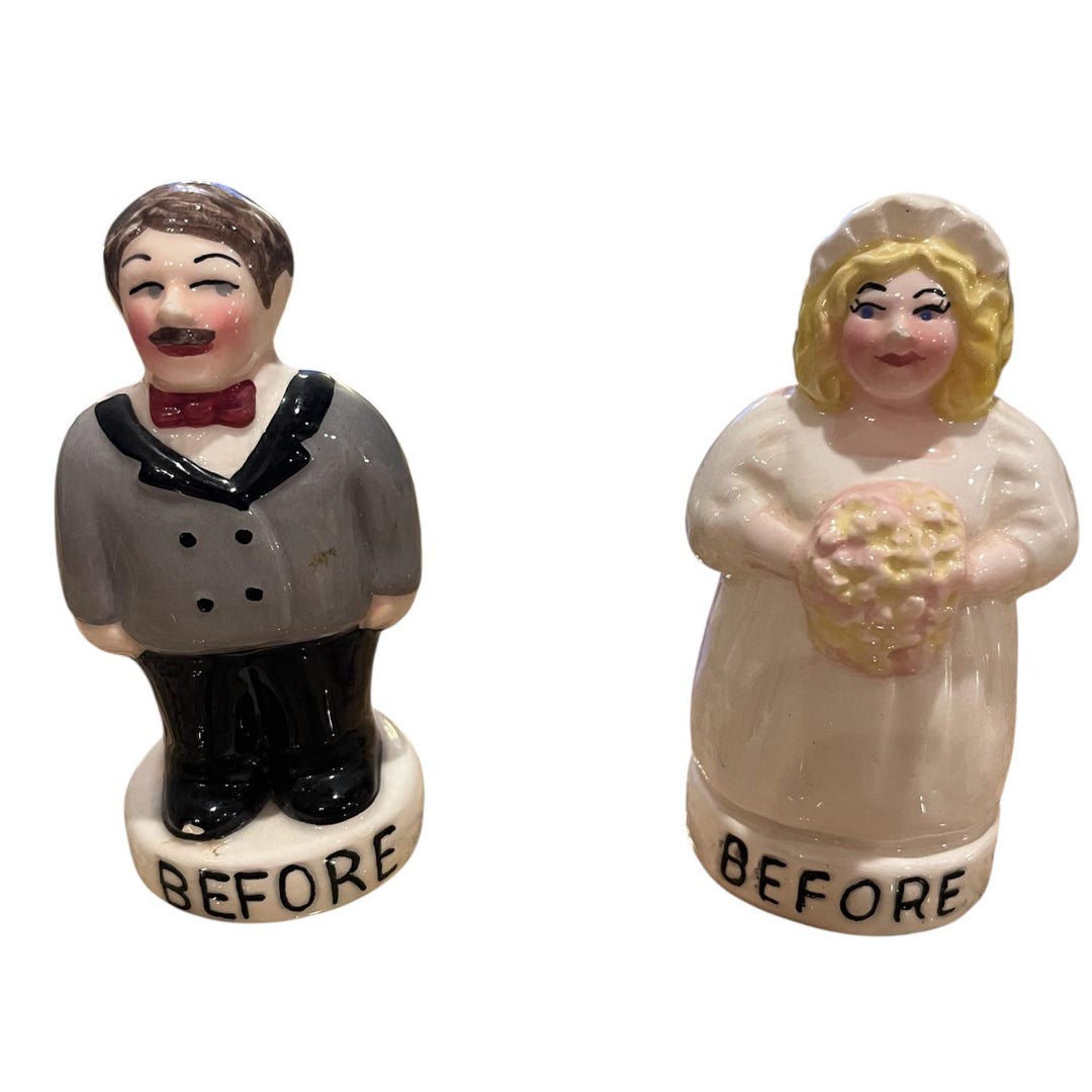 Vintage Before and After Marriage Salt and Pepper Shakers- Mid Century ...