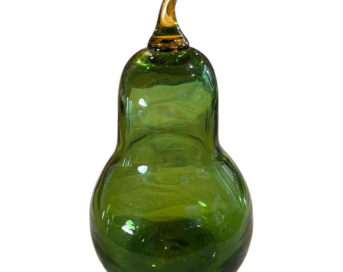 Vintage Blenko Olive Green Hand Blown Glass Pear Made in 1994 - Etsy