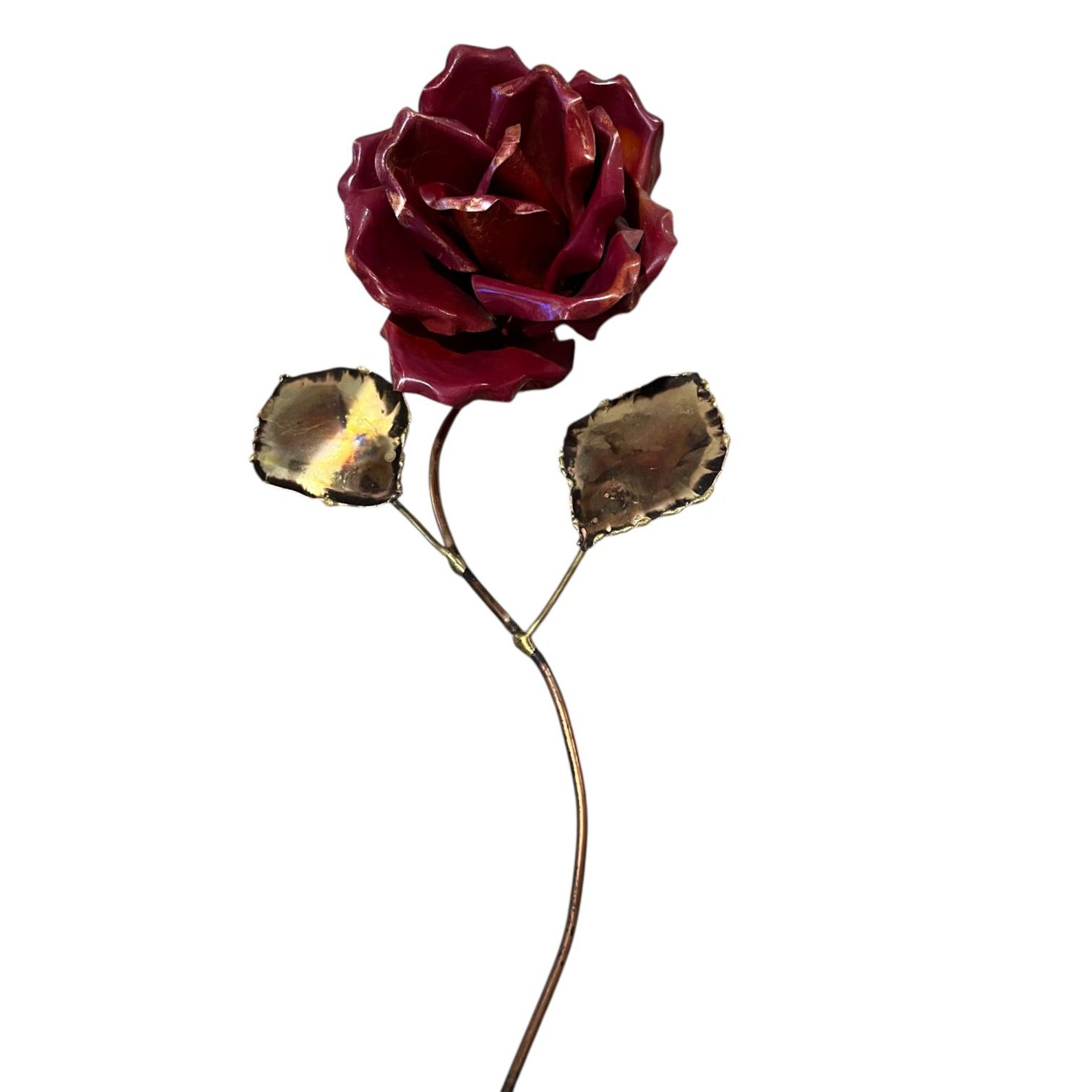 Vintage Hand-painted Copper/metal Rose Art. Great to Use on Tabletop or ...