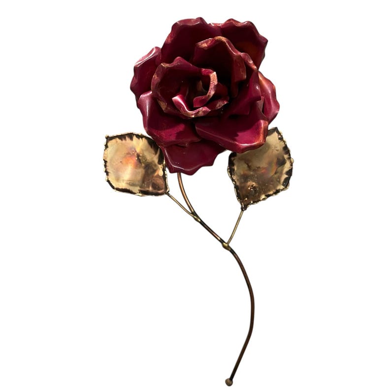 Vintage Hand-painted Copper/metal Rose Art. Great to Use on Tabletop or ...