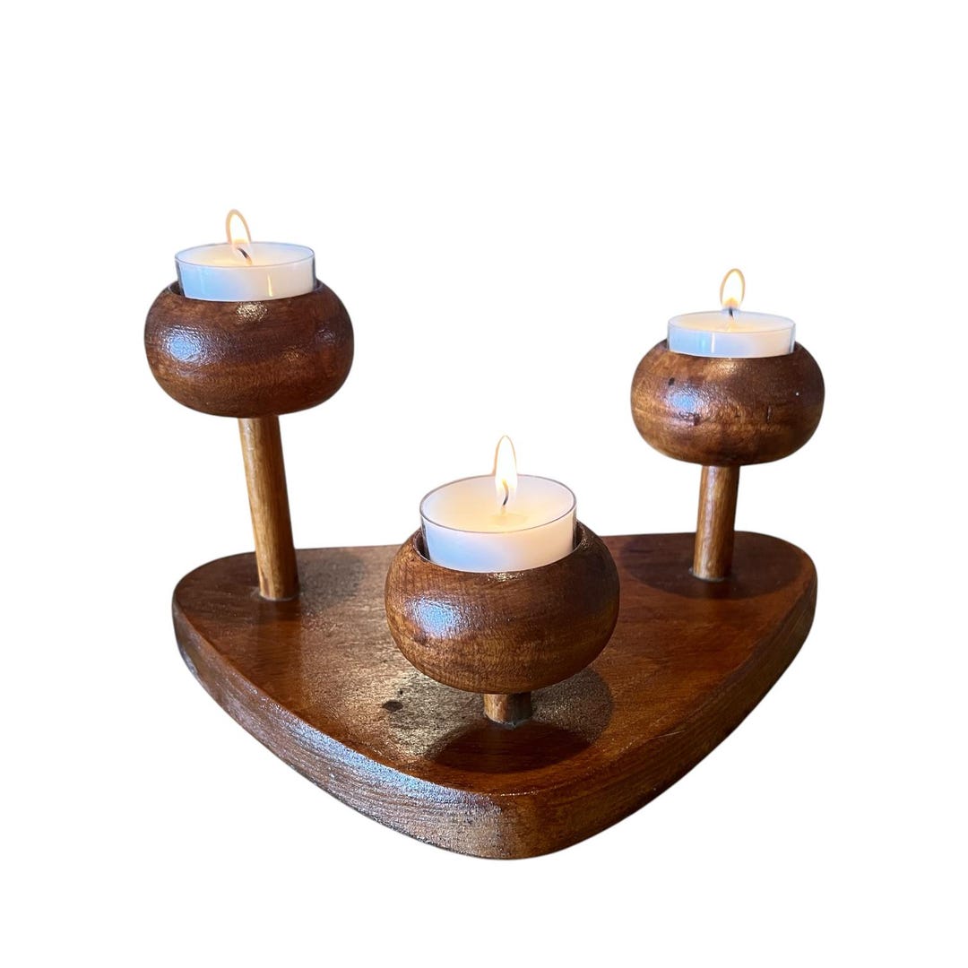 Hand Crafted Midcentury Modern Wooden 3-tiered Tealight Holder. - Etsy
