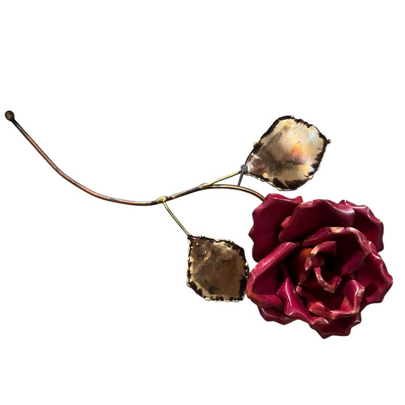 Vintage Hand-painted Copper/metal Rose Art. Great to Use on Tabletop or ...