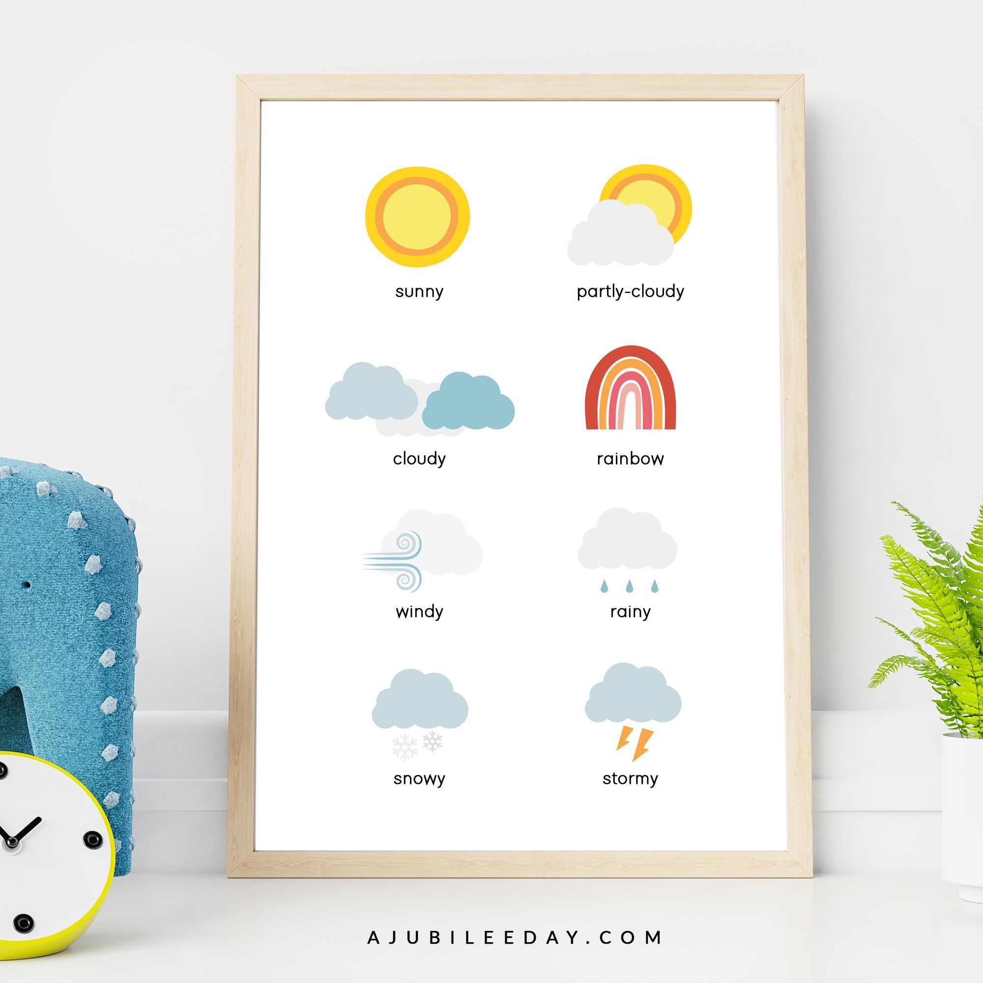 Weather Chart for Kids Room or Classroom Decor - Etsy