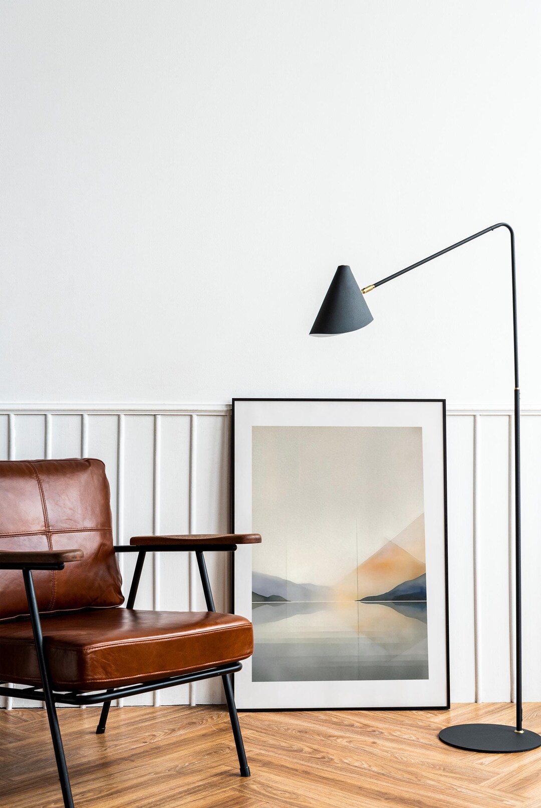 Vertical Poster, Modern Art Geometric Shapes Landscape, Abstract Serene ...