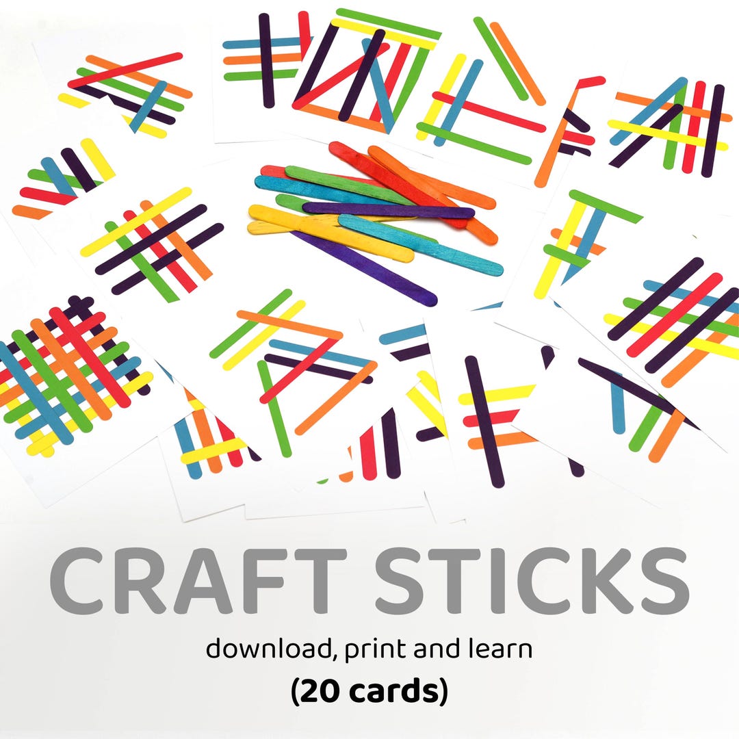 Popsicle Sticks Shapes Activity Game for Toddlers Montessori Printable ...