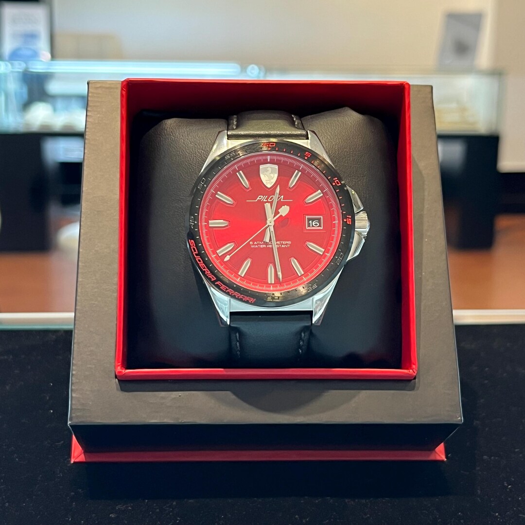 Red, Black & Silver With Black Leather Band Scuderia Ferrari Watch - Etsy