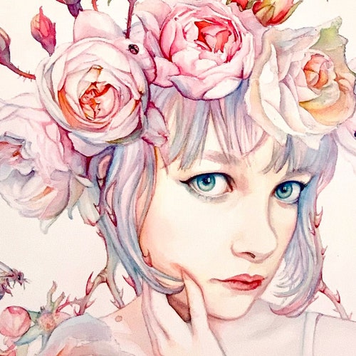 ALLEGORY Open Edition Fine Art PRINT Skull Lilies Watercolor | Etsy