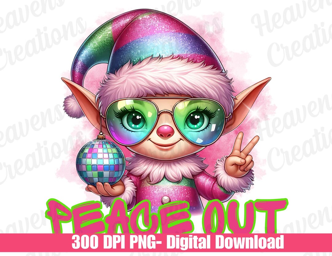 Pink Elf Sublimation Digital Download PNG, Christmas Png, Watercolor ...
