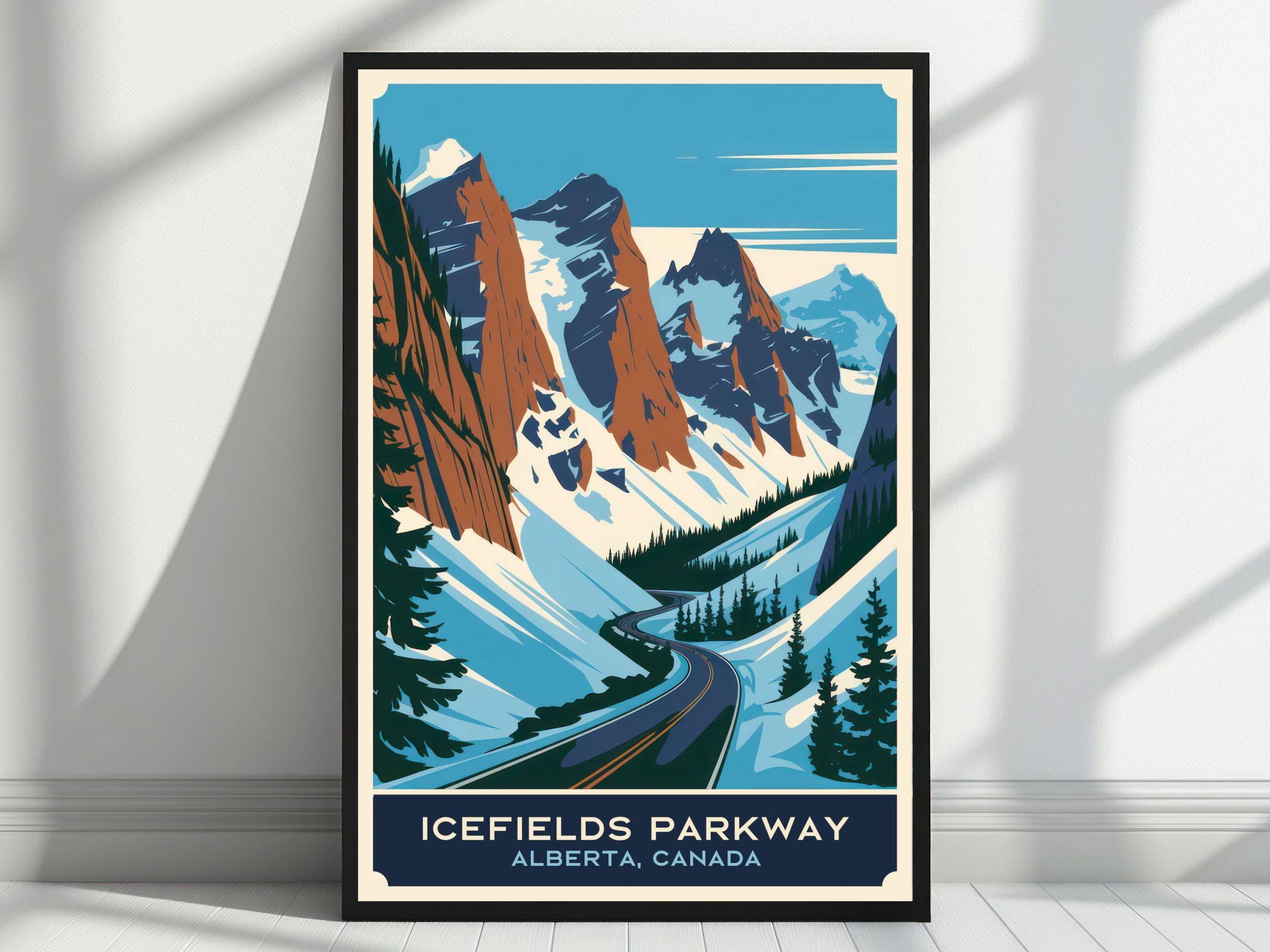 Vintage Travel Poster, Icefields Parkway, Alberta, Canada, Scenic ...