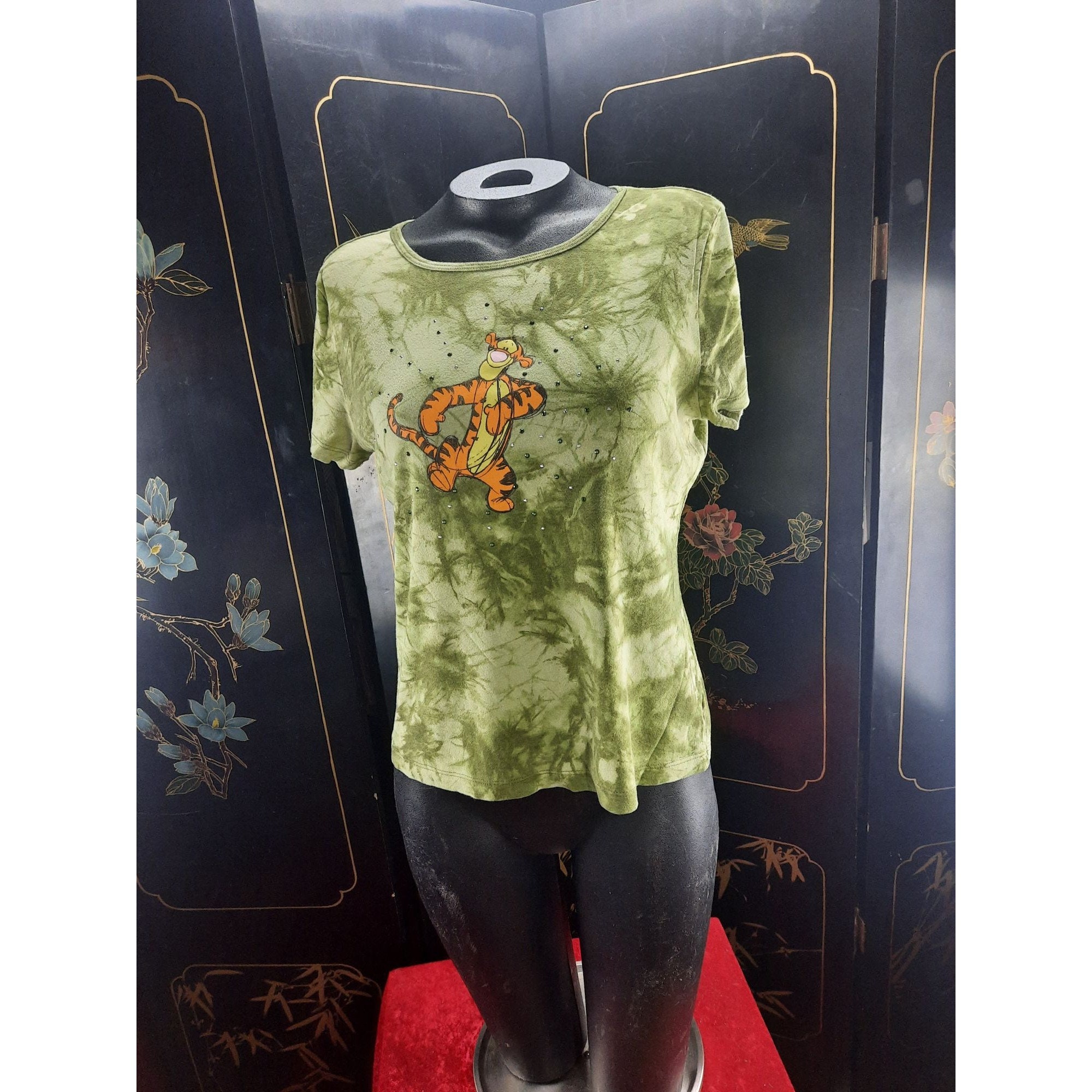 Vintage Disney Tigger Tie Dyed Green Womens S Tshirt Baby Tee - Etsy