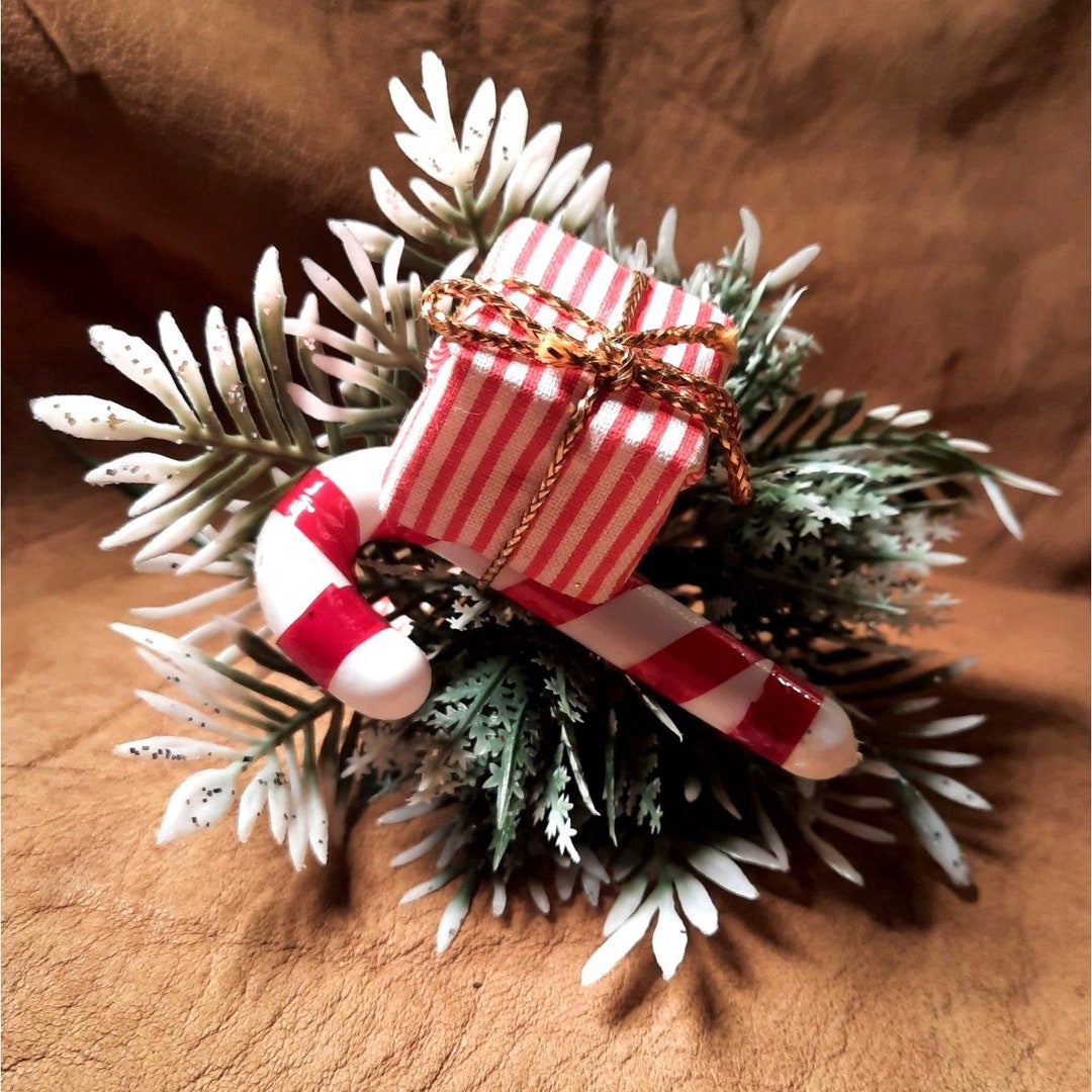 Vintage Ralphs Supermarket Blow Mold Candy Cane Silk Flowers Handmade ...