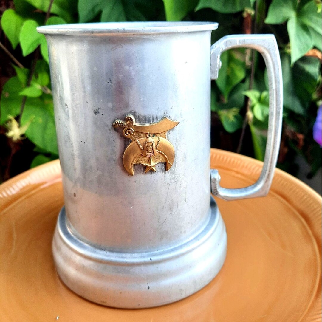 Vintage Freemason Masonic Lodge Metal Tankard Coffee Mug Glass Bottom ...