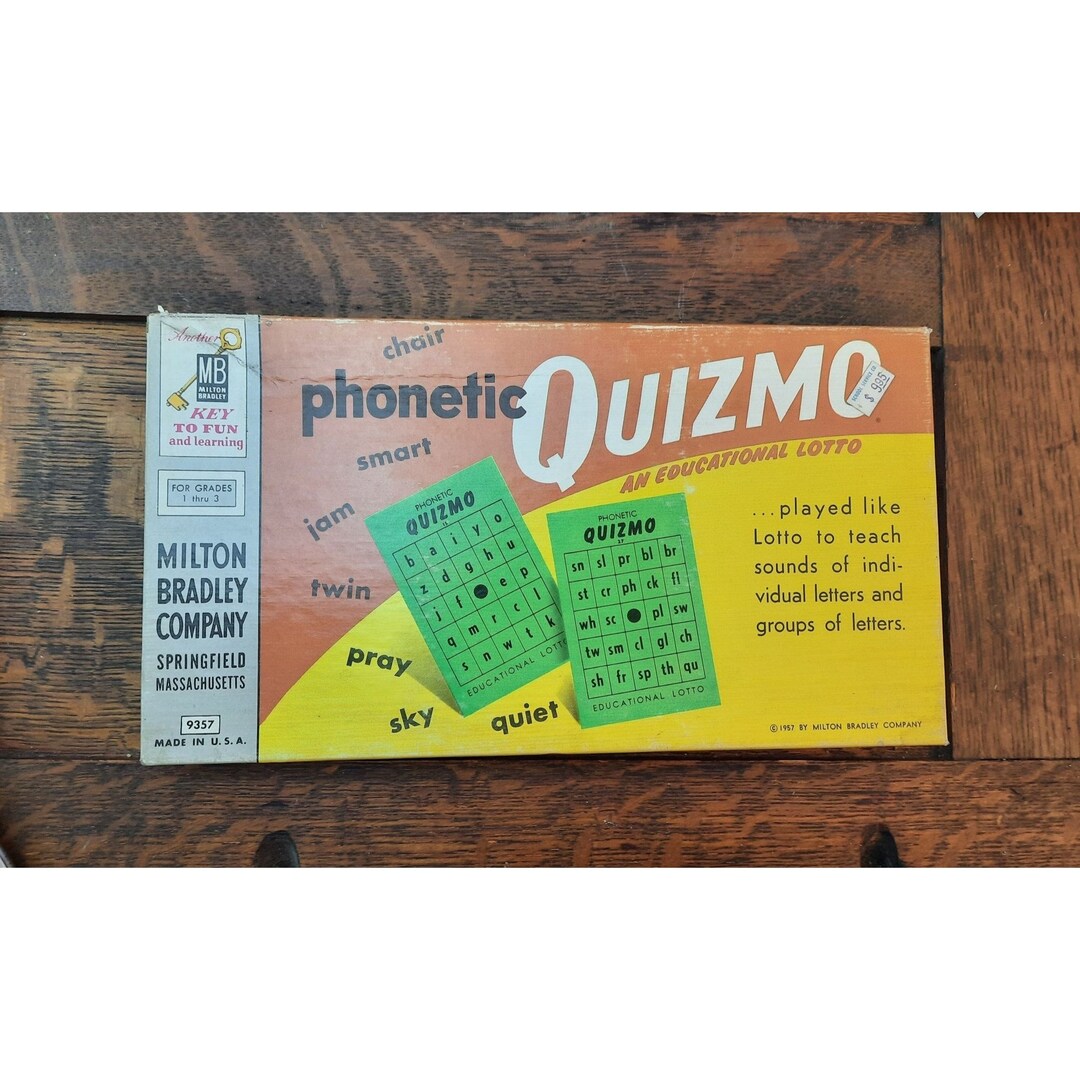 Vintage Board Game Phonetic Quizmo an Educational Lotto Milton Bradley ...