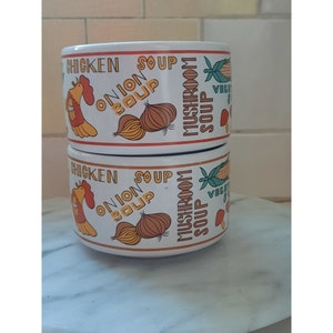 Vintage Soup Mug Set Soup Pop Art Stackable Soup Mugs 1970s - Etsy
