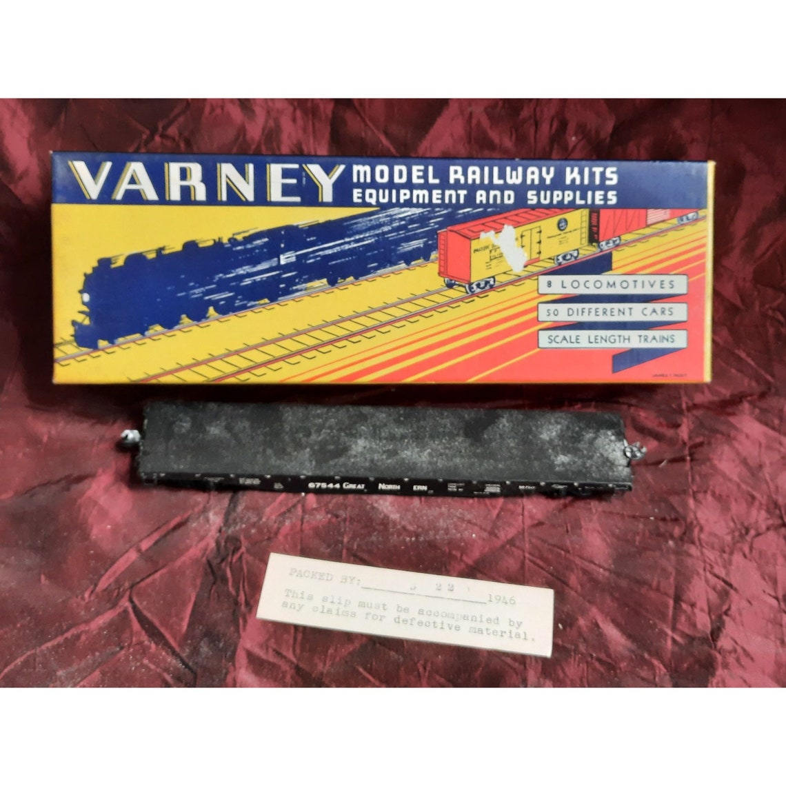 Vintage 1946 Varney Toy Train Flatcar Great Northern 50' F-5 HO Gauge ...